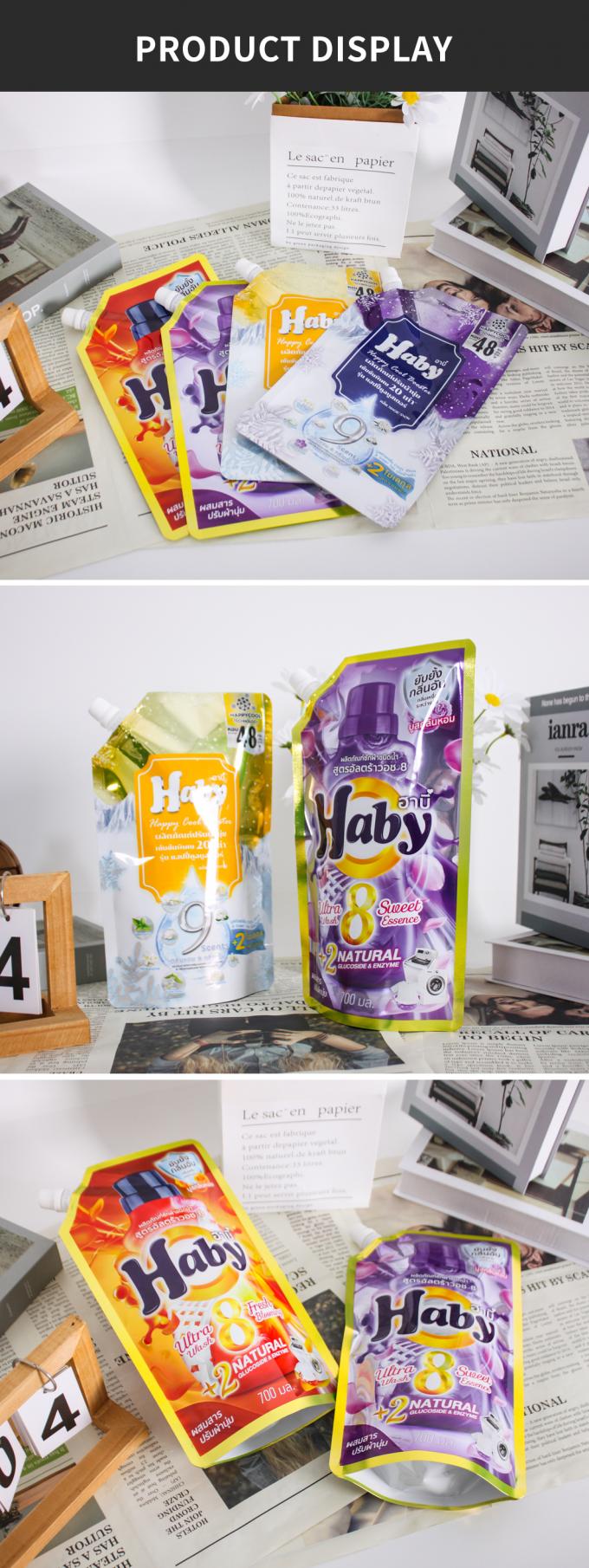 500ml 1l Washing Powder Packing Pouch Custom Printed With Spout