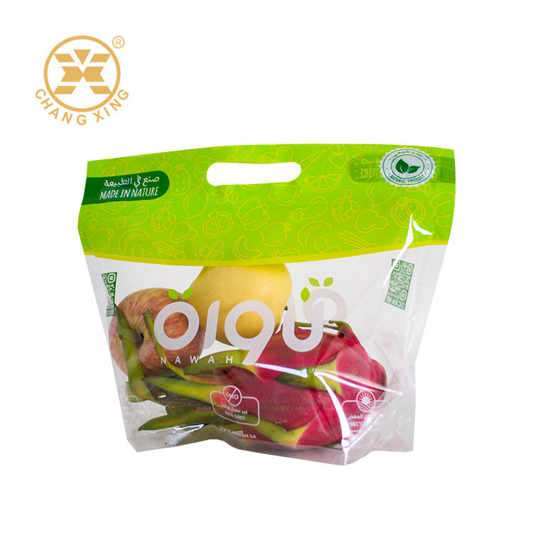 Custom Plastic Pouch With Vent Holes Carry Handle Grape Fruits ...