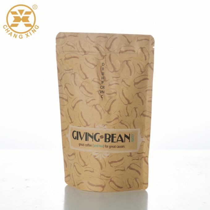 Square Flat bottom Compostable Kraft Paper Coffee Bags With Pocket Zip ...